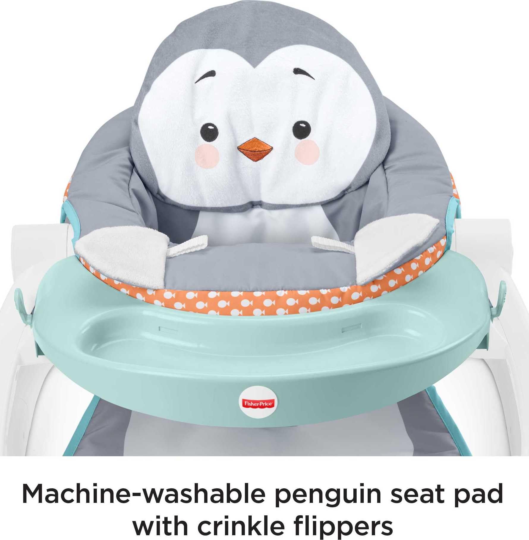 Fisher-Price Portable Baby Chair Sit-Me-Up Floor Seat With Snack Tray And Removable Toy Bar, Penguin Island