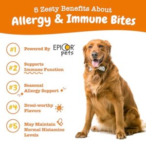 Zesty Paws Dog Allergy Relief - Anti Itch Supplement - Omega 3 Probiotics for Dogs - Digestive Health - Soft Chews for Skin & Seasonal Allergies - with Epicor Pets - Salmon 90 Count