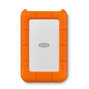 lacie rugged mini, 5t,b usb 3.0 portable 2.5 inch external hard drive for pc and mac, orange/grey, with rescue services (stjj5000400)