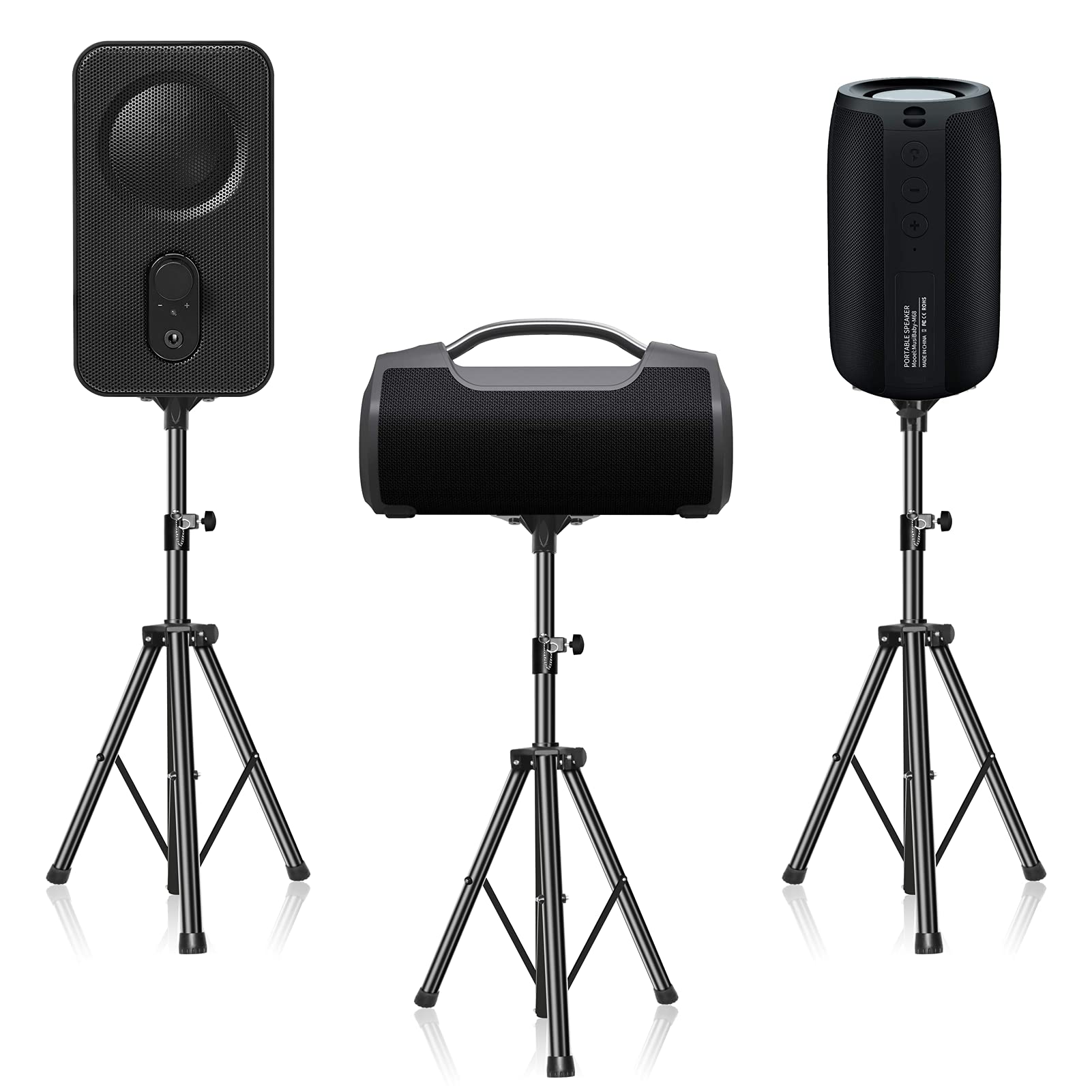 EMART PA Speaker Stands Pair, Adjustable Height Professional Heavy Duty DJ Tripod with Mounting Bracket and Carrying Bag, Extend from 38 to 71 inches - Supports 132 lbs