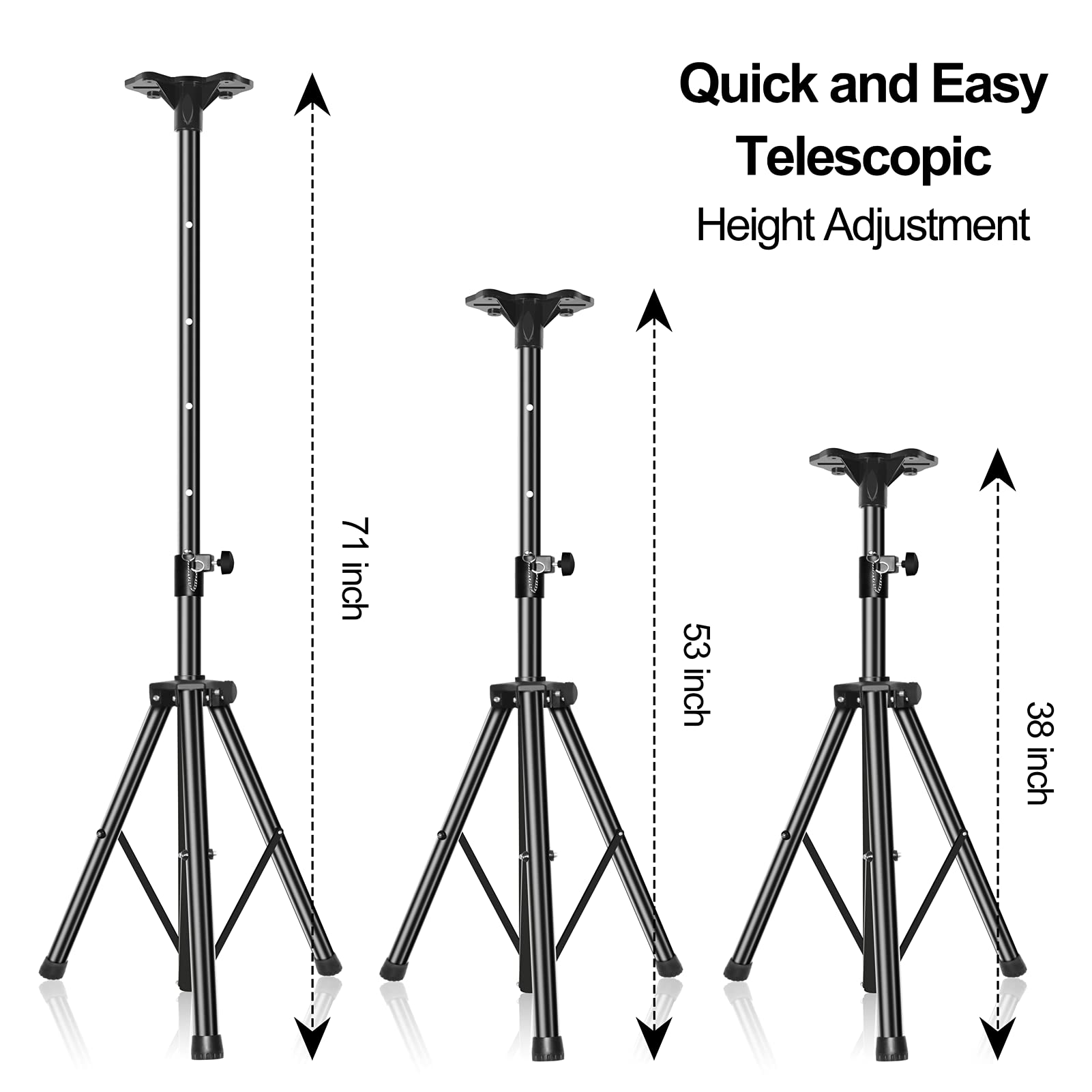 EMART PA Speaker Stands Pair, Adjustable Height Professional Heavy Duty DJ Tripod with Mounting Bracket and Carrying Bag, Extend from 38 to 71 inches - Supports 132 lbs