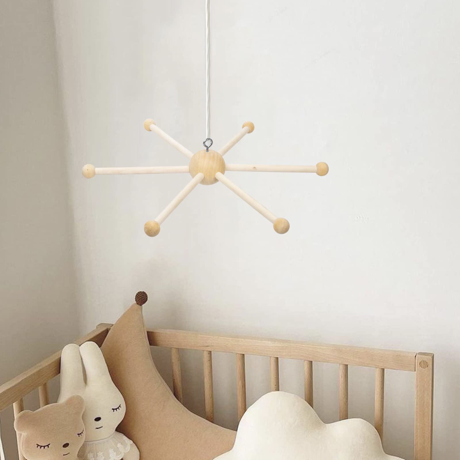 Focalmotors Baby Wooden Mobile Hanger,Mobile kit Crib,Mobile Hanging Frame Bed Toy Decoration DIY Crafts Photography Props Newborn Gift (Style-C)