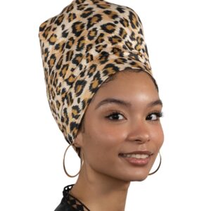 Olivia Sylx Satin Sleep Cap and Hair Bonnet for Sleeping - Satin Lined Sleep Cap, Sleeping Bonnet Satin Head Wrap - Satin Hair Wrap - Cheetah