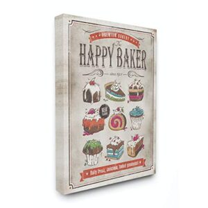 stupell industries happy baker vintage comic book design canvas, multi-color