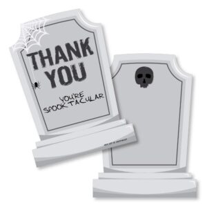 big dot of happiness graveyard tombstones - shaped thank you cards - halloween party thank you note cards with envelopes - set of 12