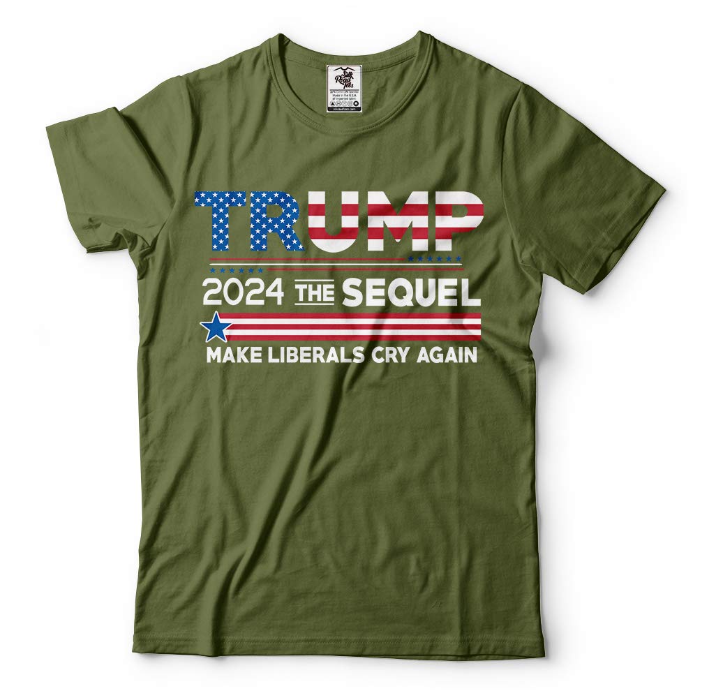 Silk Road Tees Make Liberals Cry Again Trump 2024 T-Shirt Small Green