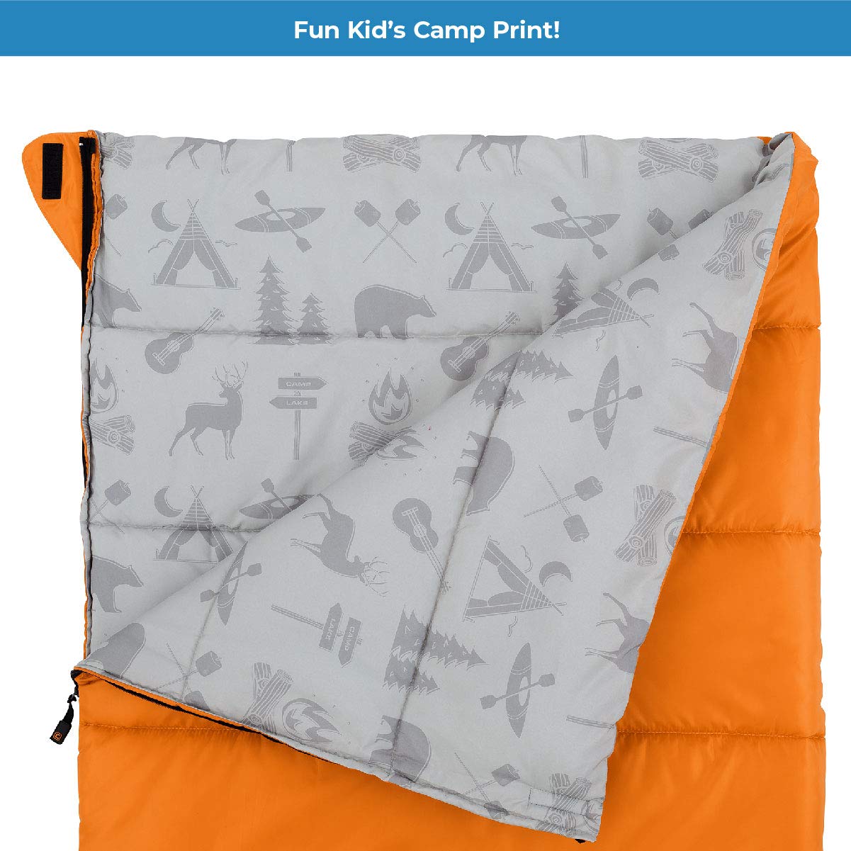 CORE Youth Indoor/Outdoor Sleeping Bag - Great for Kids, Boys, Girls - Ultralight and Compact Perfect for Backpacking, Hiking, Camping, and Sleepovers (Orange)