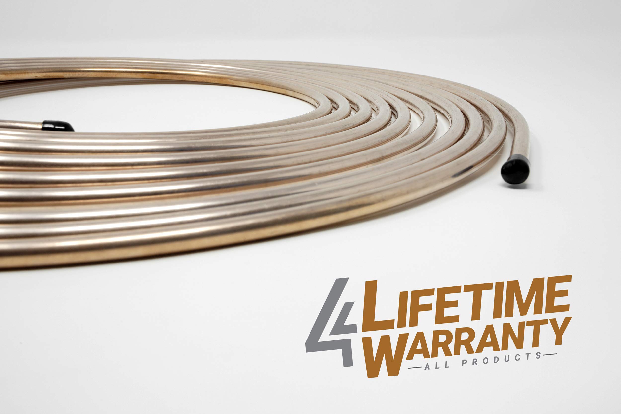 4LIFETIMELINES - 1/4" x 25' True Copper-Nickel Alloy Non-Magnetic, Brake Line Tubing Coils and Fittings, 2 Complete Kits, Brake Line Roll and Fittings, Copper Nickel Tubing, Fuel Line Repair