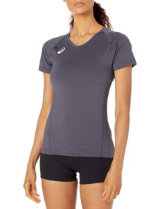 asics spin serve volleyball jersey short sleeve, team steel grey, medium