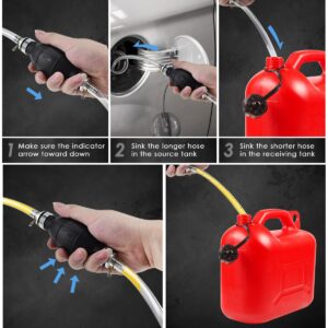 KATUMO Gasoline Siphone Hose, Gas Oil Water Fuel Transfer Siphon Pump, Portable Widely Use Hand Fuel Pump, Fuel Transfer Pump with 2 Durable PVC Hoses