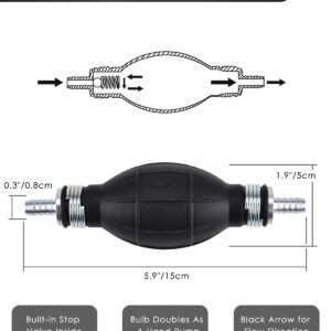 KATUMO Gasoline Siphone Hose, Gas Oil Water Fuel Transfer Siphon Pump, Portable Widely Use Hand Fuel Pump, Fuel Transfer Pump with 2 Durable PVC Hoses