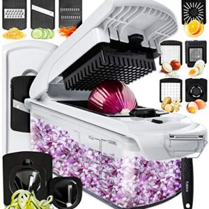 Fullstar Vegetable Chopper, Cheese Slicer, Food Chopper, Veggie Chopper, Onion Chopper, Vegetable Chopper with Container, Mandoline Slicer & Cheese Grater (11 in 1 - White)