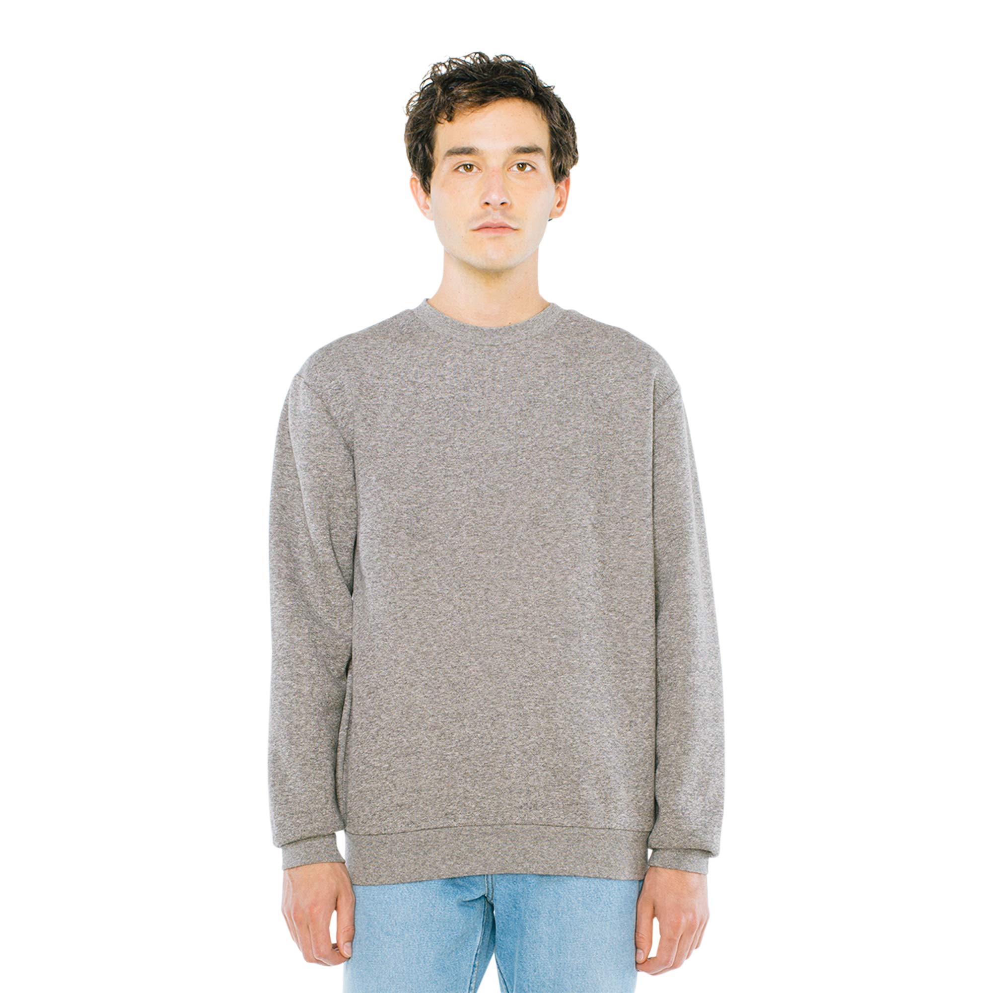 American Apparel Unisex Peppered Fleece Long Sleeve Pullover Crewneck, Grey, Medium