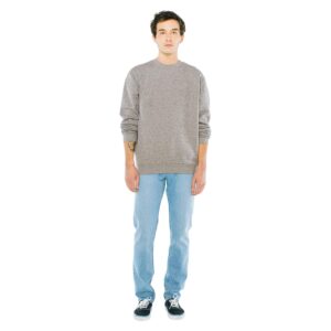 American Apparel Unisex Peppered Fleece Long Sleeve Pullover Crewneck, Grey, Medium