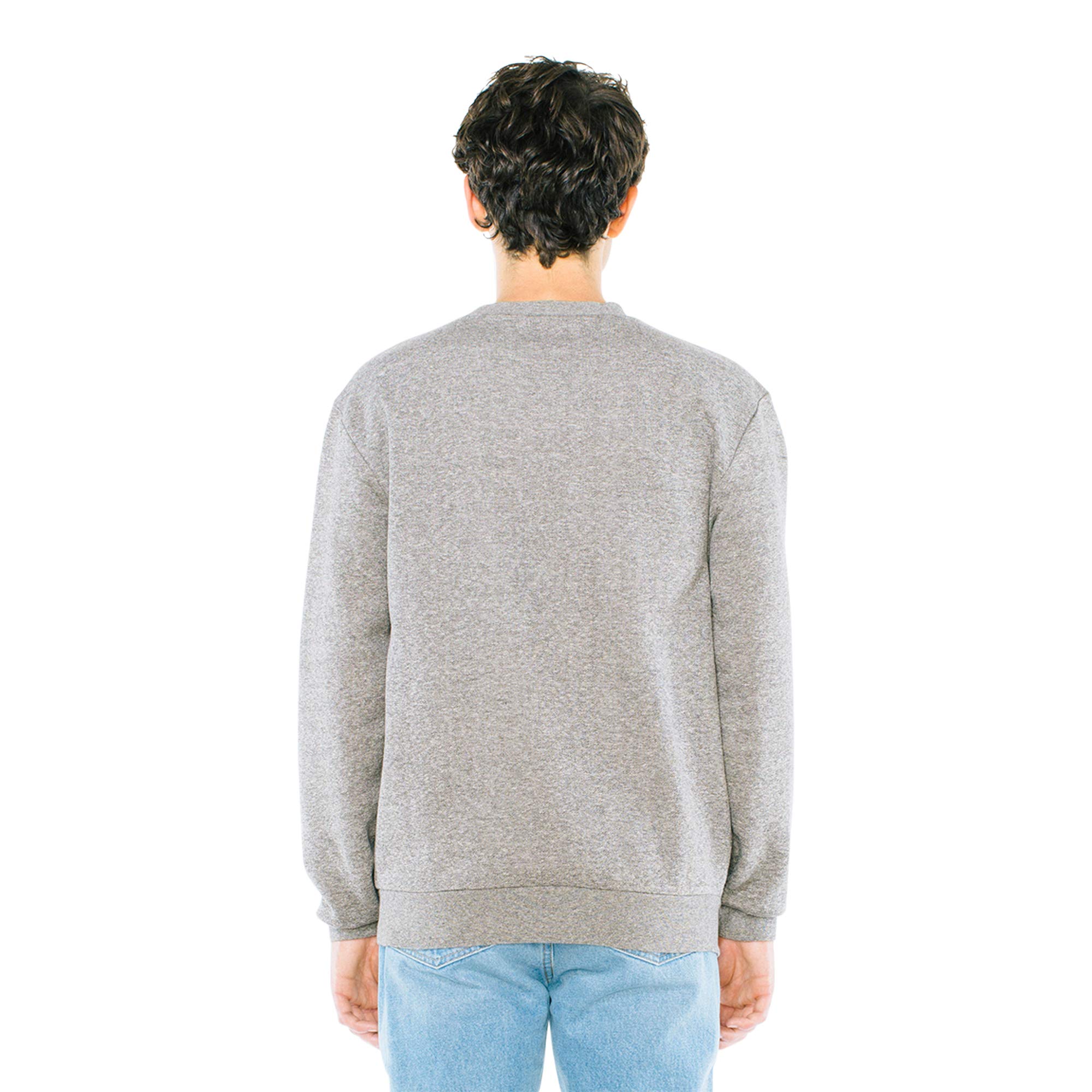 American Apparel Unisex Peppered Fleece Long Sleeve Pullover Crewneck, Grey, Medium