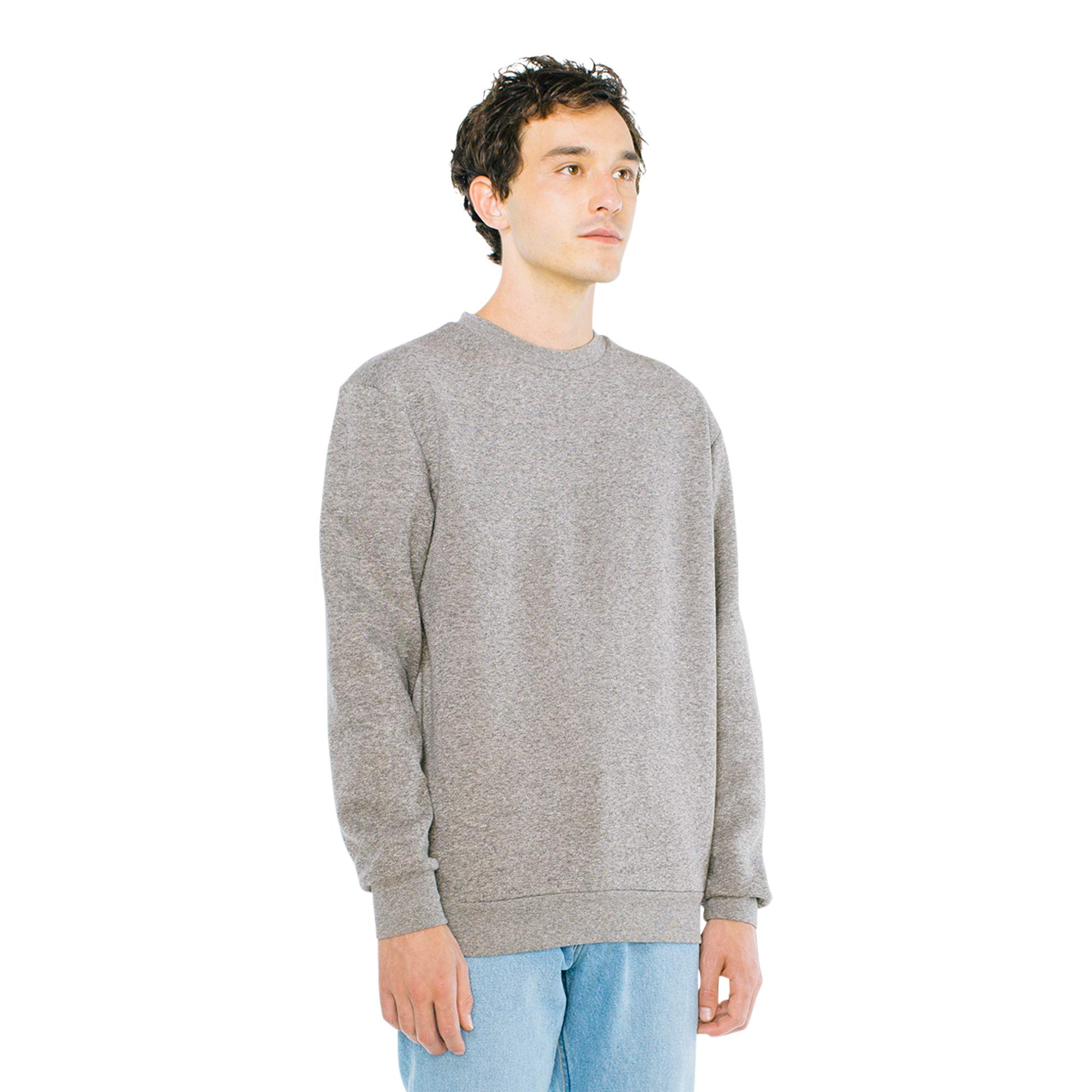 American Apparel Unisex Peppered Fleece Long Sleeve Pullover Crewneck, Grey, Medium