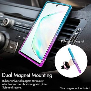 Silverback for Galaxy Note 10 Plus Case,Note 10+ 5G Case, Moving Liquid Holographic Glitter Case with Kickstand, Bling Diamond Ring Girls Women Case for Samsung Galaxy Note 10 Plus/Pro -Purple