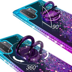 Silverback for Galaxy Note 10 Plus Case,Note 10+ 5G Case, Moving Liquid Holographic Glitter Case with Kickstand, Bling Diamond Ring Girls Women Case for Samsung Galaxy Note 10 Plus/Pro -Purple