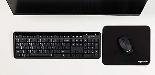 Amazon Basics 2.4GHz Wireless Keyboard Quiet and Compact US Layout (QWERTY), Black, Modern