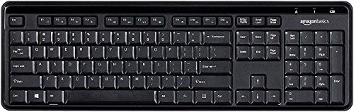 Amazon Basics 2.4GHz Wireless Keyboard Quiet and Compact US Layout (QWERTY), Black, Modern