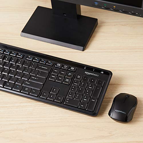 Amazon Basics 2.4GHz Wireless Keyboard Quiet and Compact US Layout (QWERTY), Black, Modern