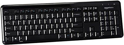 Amazon Basics 2.4GHz Wireless Keyboard Quiet and Compact US Layout (QWERTY), Black, Modern