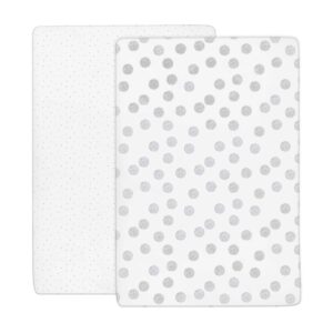 Ely's & Co. Crib Sheet 2-Pack Combed Jersey Cotton for Baby Boy or Baby Girl (Grey Dottie)