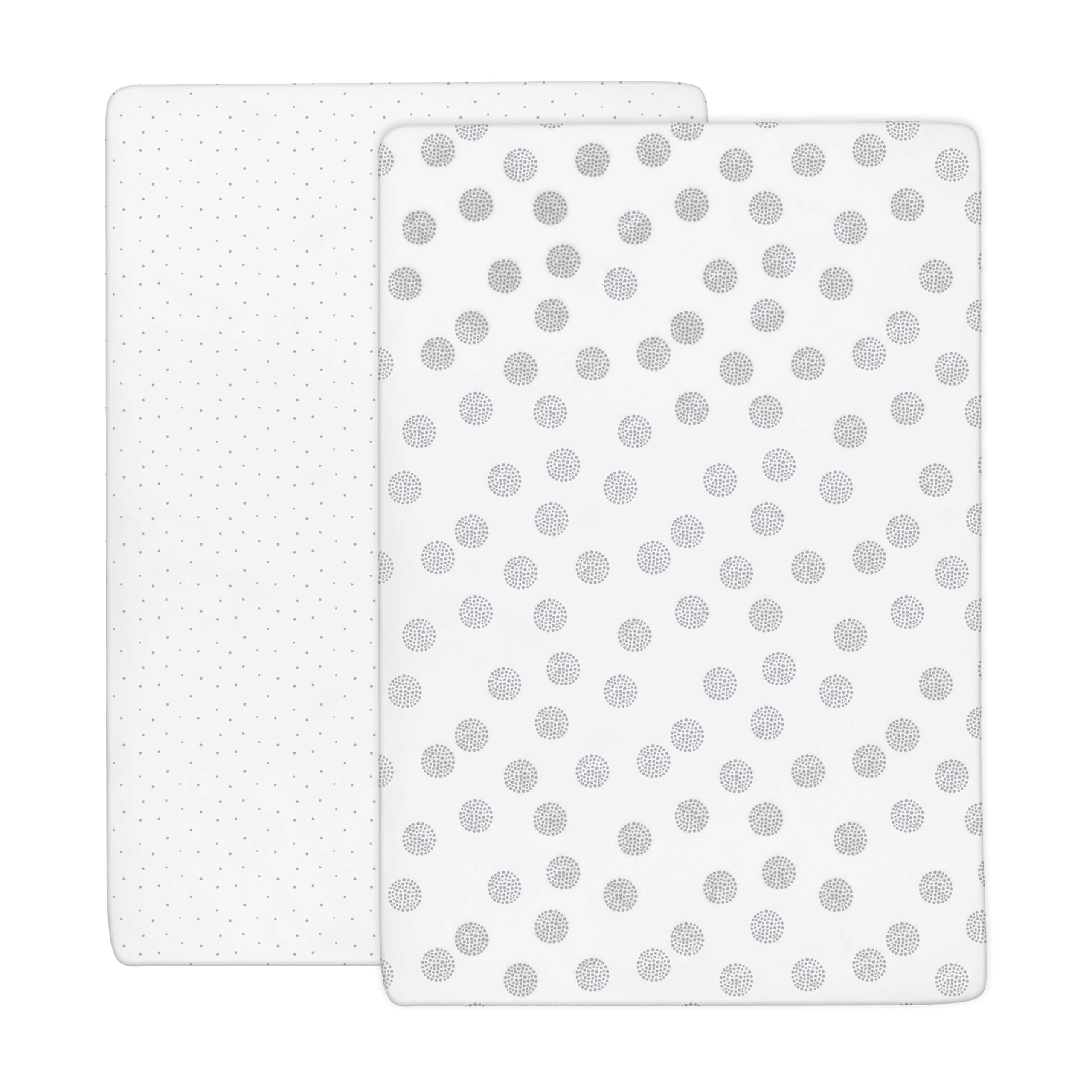 Ely's & Co. Crib Sheet 2-Pack Combed Jersey Cotton for Baby Boy or Baby Girl (Grey Dottie)