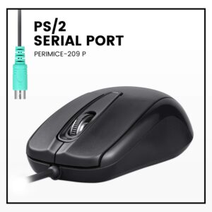 Perixx Perimice-209 P, Wired PS2 Mouse with 1000 DPI Resolution, Black, (10442)