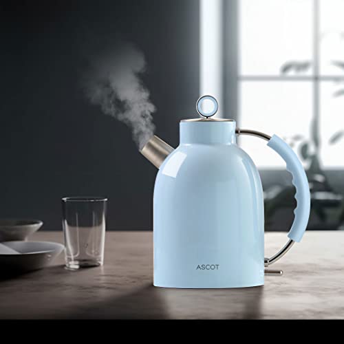 Electric Kettle, ASCOT Electric Tea Kettle, Stainless Steel Kettle Water Boiler, Fast Boiling Kettle, 1.5L, 1500W, BPA-Free, Cordless, Automatic Shutoff, Boil-Dry Protection, Blue