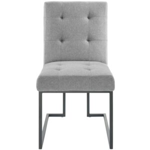 Modway Privy Upholstered Fabric Black Stainless Steel Dining Chair in Black Light Gray