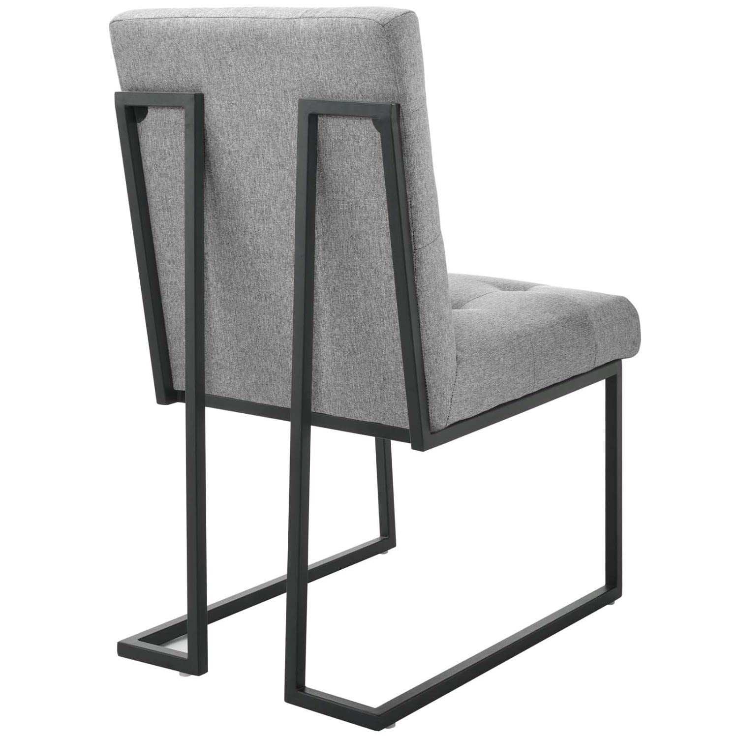 Modway Privy Upholstered Fabric Black Stainless Steel Dining Chair in Black Light Gray