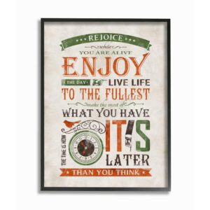 stupell industries now is the time inspirational word, design by artist ester kay wall art, 24 x 1.5 x 30, black framed