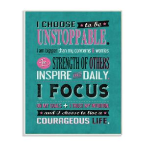 stupell industries i i choose unstoppable vintage inspirational word design wall plaque, multi-color