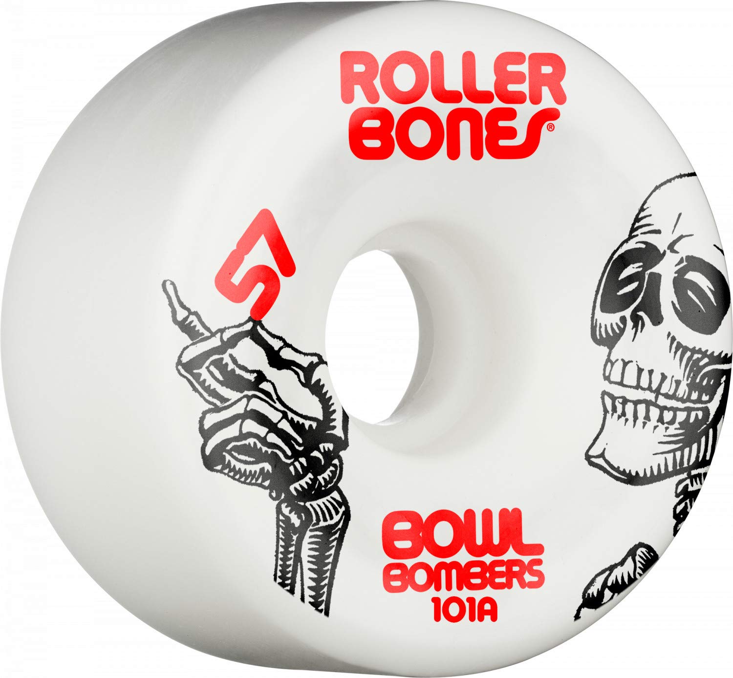 RollerBones Quad Wheels Bowl Bombers 101a Wheels Skateboard, Unisex_Adult, White, 57