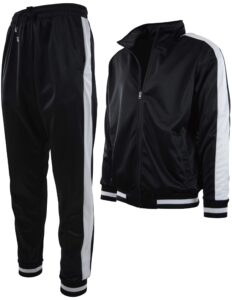 choiceapparel mens athletic 2 piece tracksuit set (l, 877-black)