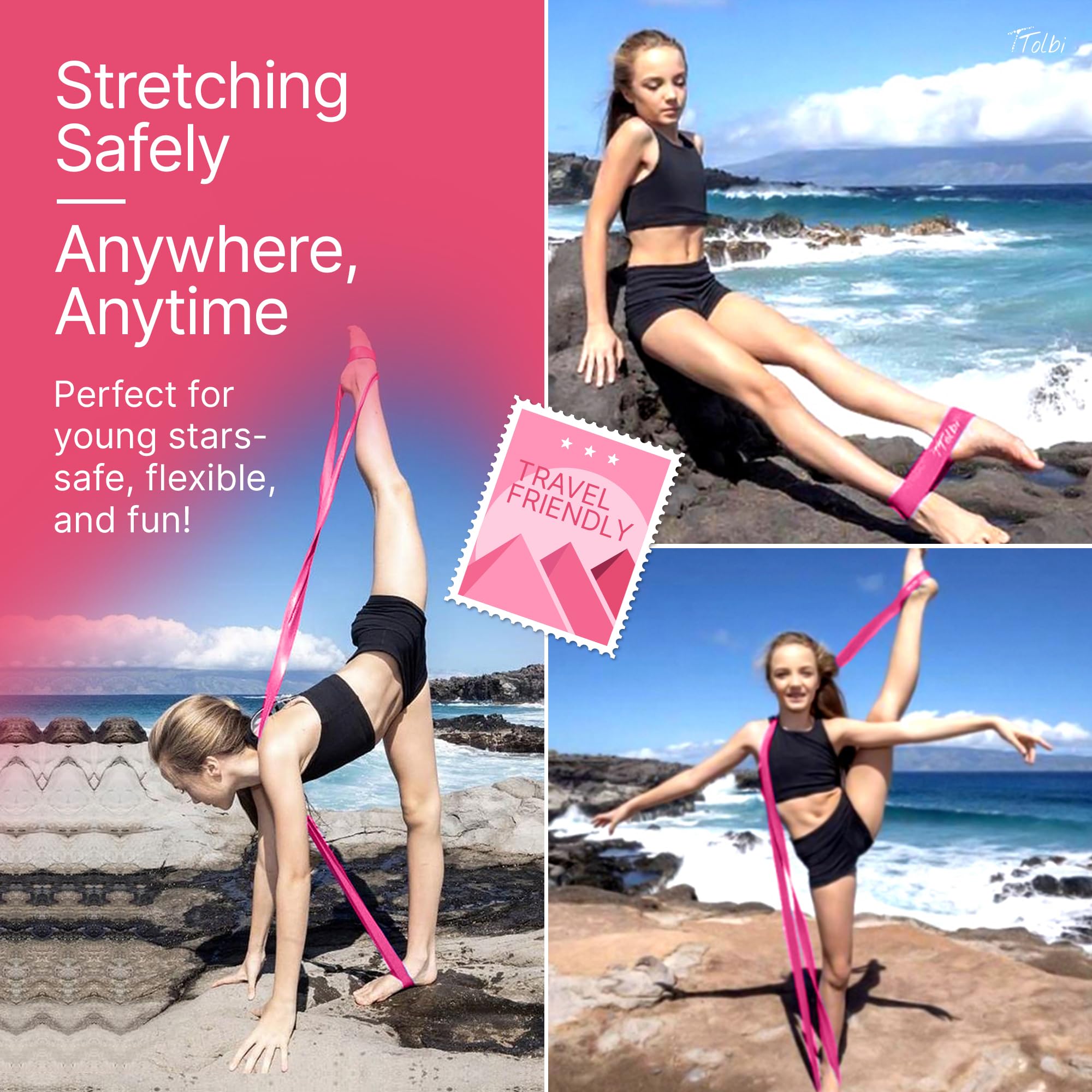 TTolbi Premium Dance Stretching Equipment: Stretch Bands for Dancers and Ballet Stretch Bands | Dance Stretch Band for Flexibility and Exercise | Dance Stuff | Gymnastics Equipment | Dancer Girls