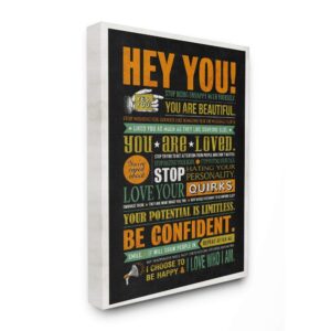 stupell industries hey you inspirational neon word design canvas, multi-color