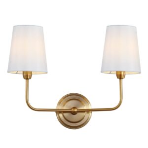 safavieh scn4015a ezra brass gold 2-light wall (led bulbs included) sconce, white