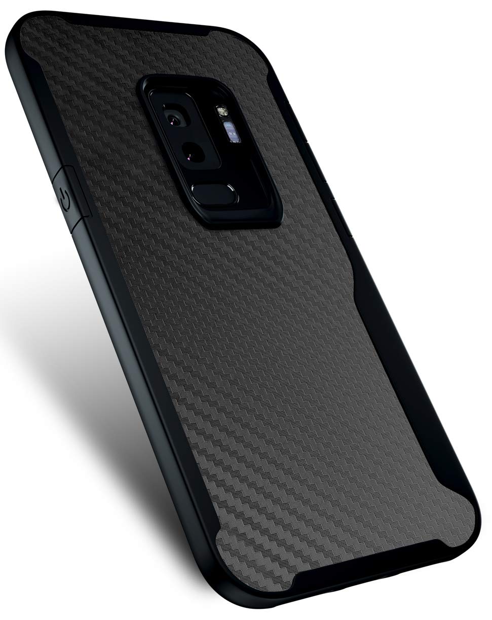 Carbon Fiber Pattern Slim Case Compatible with Samsung Galaxy S9 Plus, Shockproof 10ft. Drop Tested, Wireless Charging Compatible - Black