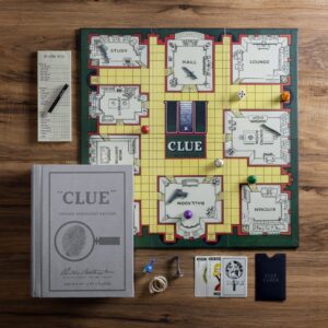 Scrabble, Monopoly, and Clue Vintage Board Game Bookshelf Collection