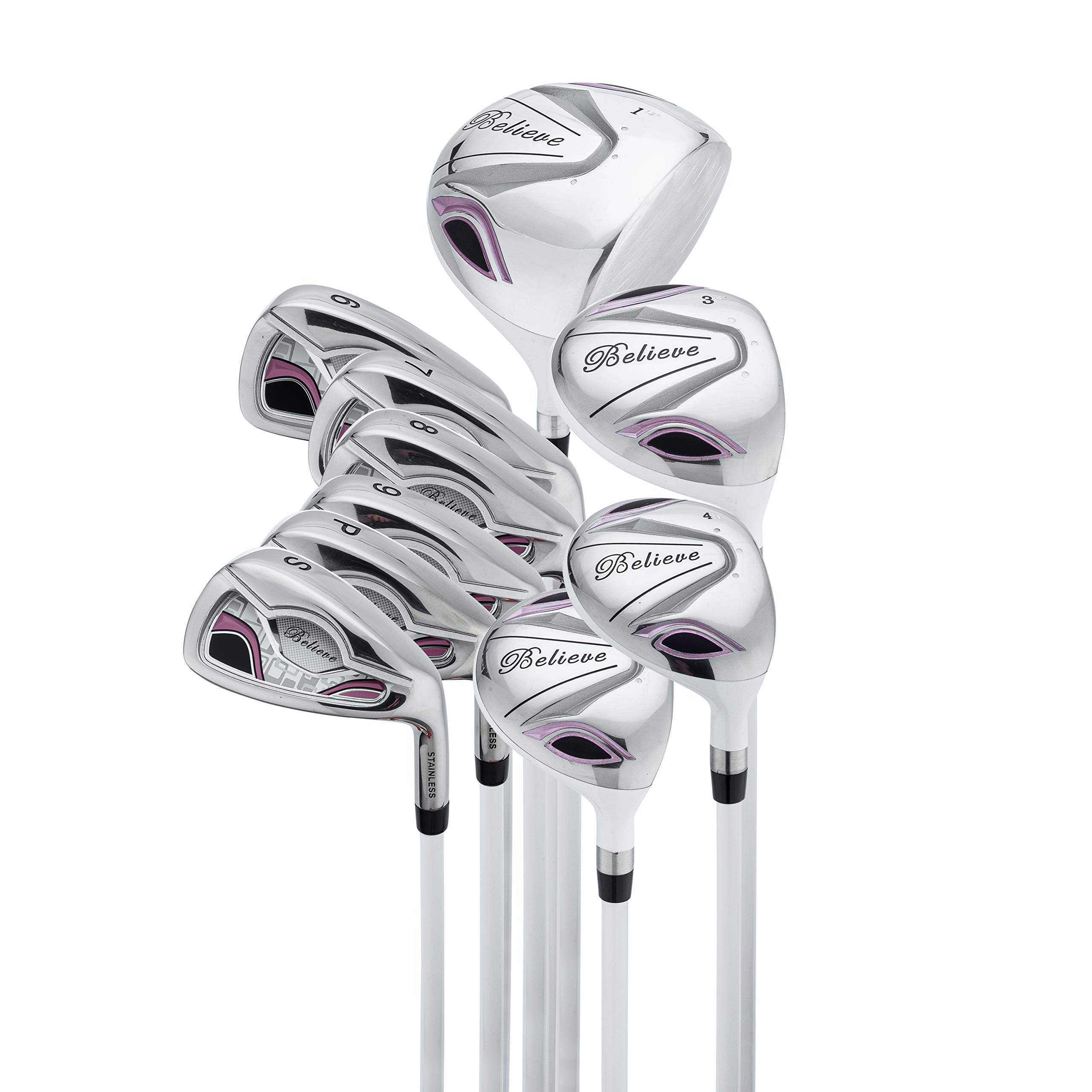 Founders Club Women's Ladies Complete Golf Set (16 Piece) Standard or Petite Length Right Handed (Rose, Petite)