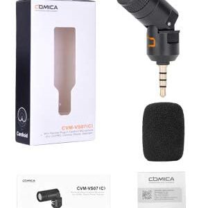 comica CVM-VS07 Mini Shotgun Microphone, 3.5mm TRRS Cardioid Condenser Mic with Excellent Shielding, Flexible Camera Mic for Smartphones, Tablet, Cameras, Gopro 7/8, Laptops and Wireless Mic System