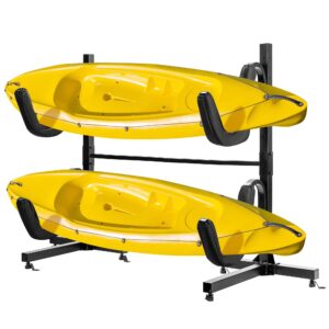 vivohome heavy duty freestanding dual storage rack height adjustable carrier stand for kayaks sup paddle boards and canoes