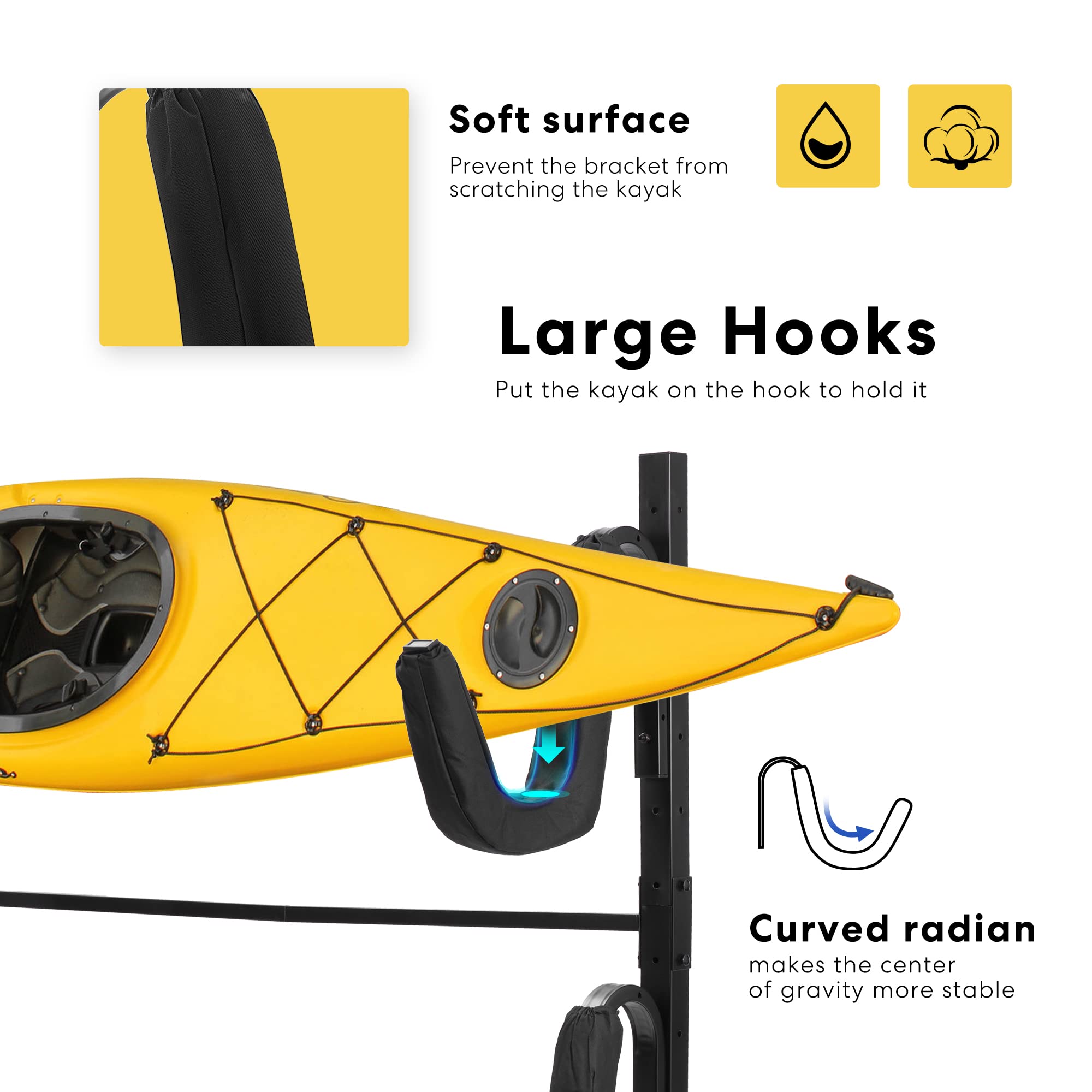 VIVOHOME Heavy Duty Freestanding Dual Storage Rack Height Adjustable Carrier Stand for Kayaks SUP Paddle Boards and Canoes