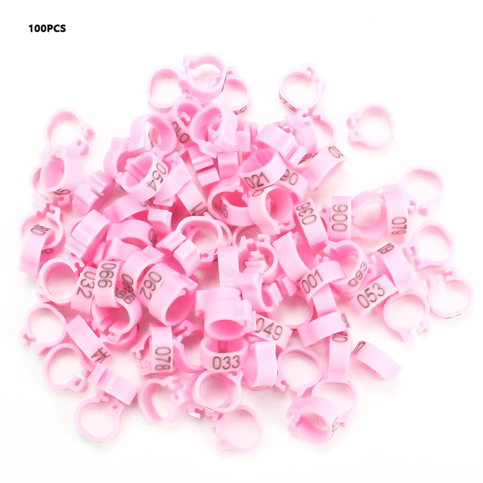 Sheens 100Pcs Bag Bird Leg Bands Rings, Plastic Poultry Leg Bands Durable Clip on Ring for Small Bird Pigeon (Pink)