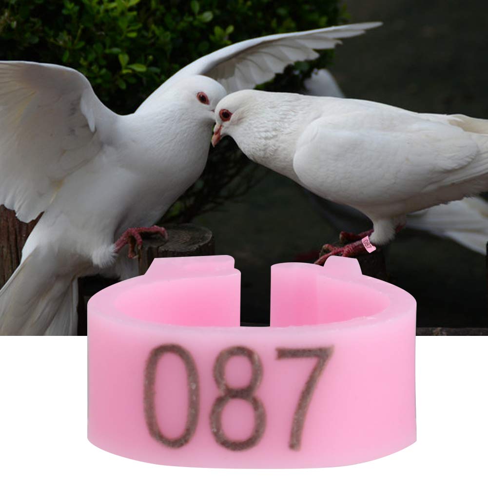 Sheens 100Pcs Bag Bird Leg Bands Rings, Plastic Poultry Leg Bands Durable Clip on Ring for Small Bird Pigeon (Pink)