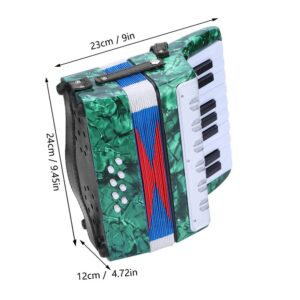 17 Key 8 Bass Piano Accordion with a Manual for Kids Adults(Green)