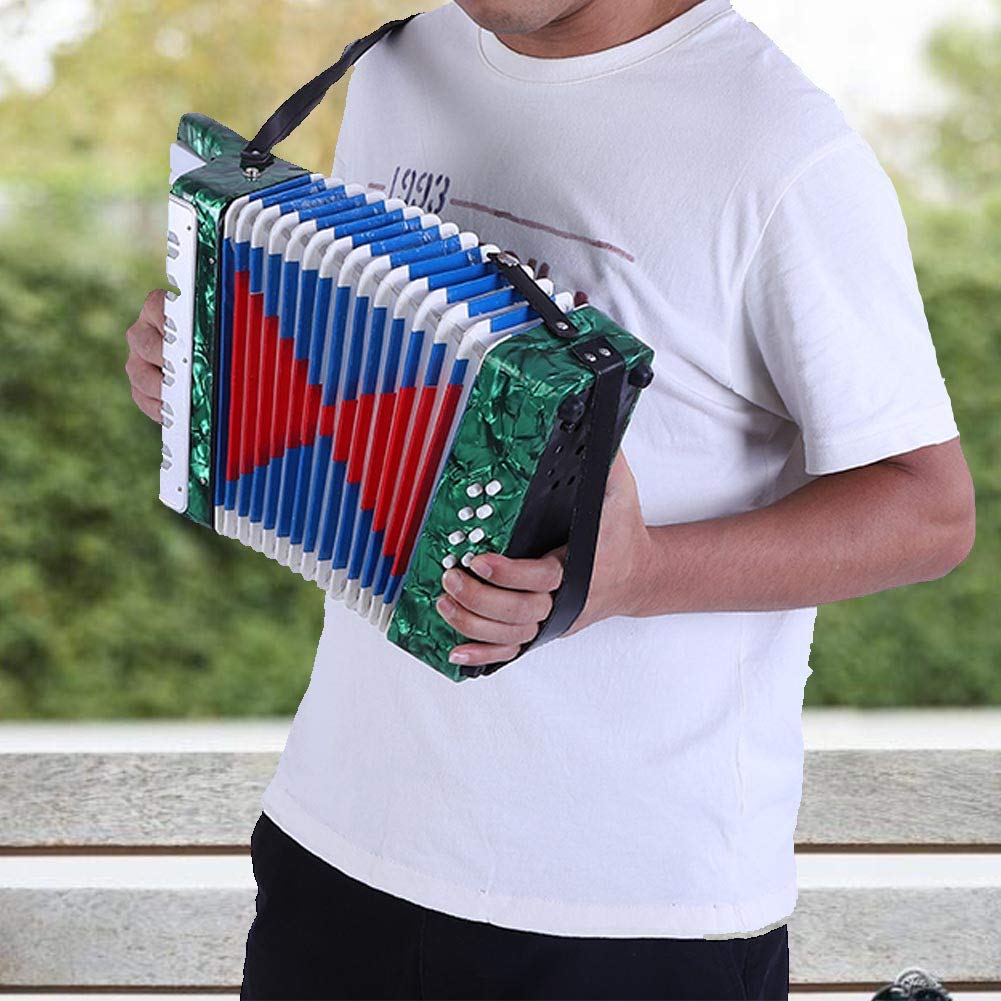 17 Key 8 Bass Piano Accordion with a Manual for Kids Adults(Green)