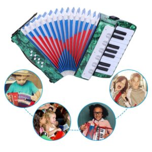 17 Key 8 Bass Piano Accordion with a Manual for Kids Adults(Green)